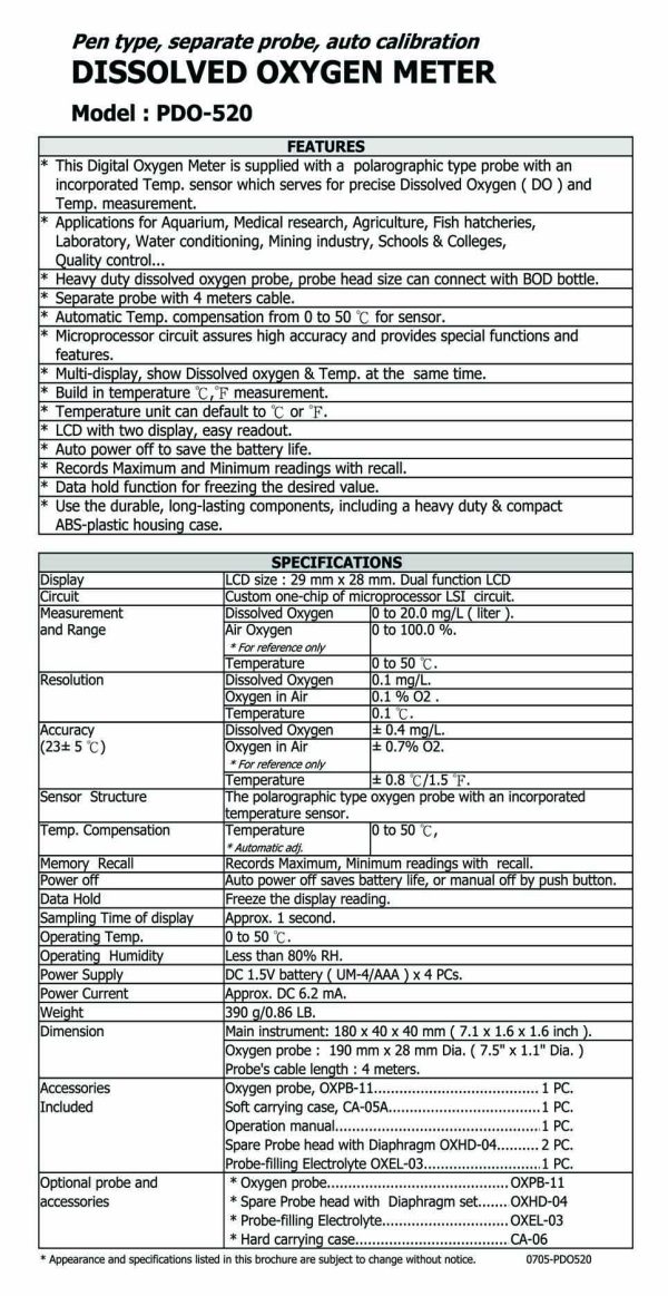 DO Meter (Dissolved Oxygen Meter) PDO-520 Lutron Made in Taiwan ...