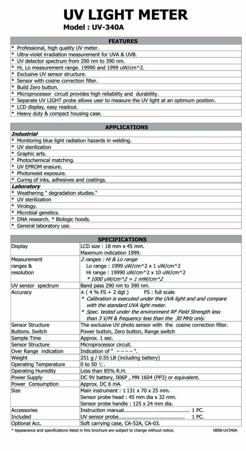 UV Light Meter UV-340A Lutron Made in Taiwan – Glassco Scientific ...